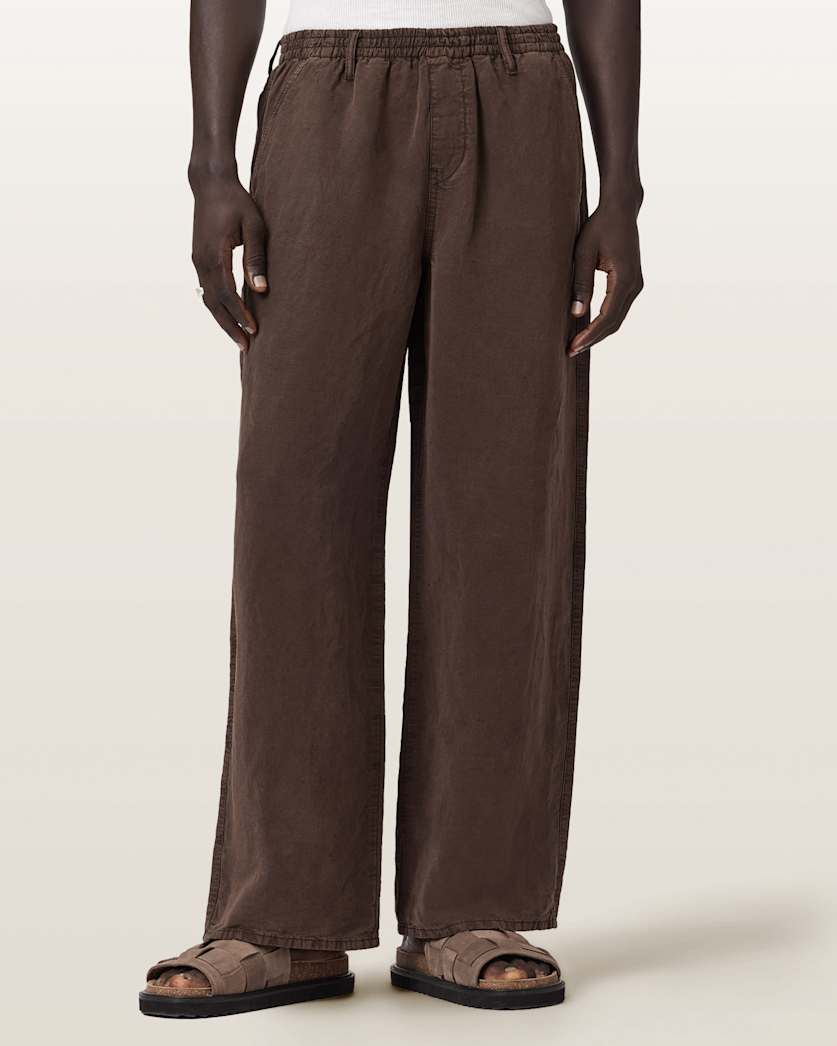 Korten Loose Fit Linen Blend Trousers PLUM BROWN | ALLSAINTS DE